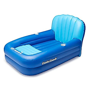 Swimline 15181SF Inflatable Swimming Pool or Lake Floating Lounger Cooler Couch with 2 Built-in Cupholders and Onboard Ice Cooler, Blue (2 Pack)