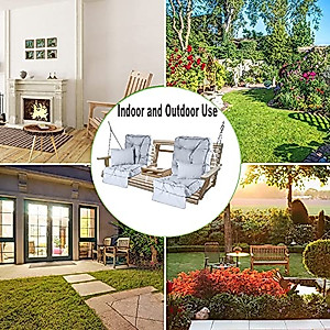 3 Pack Replacement Swing Cushions for High Back Outdoor Chair, Waterproof Deep Seat Cushions with Matching Scatter Cushion Patio Indoor Non Slip Rocking Chair Pads with Ties(Khaki 3 Pack)