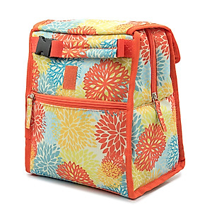 TRACERY 9 Can Lunch Bag Reusable Multipal Uses Folding Padded Tote Bag with Zip Closure (Daisy)