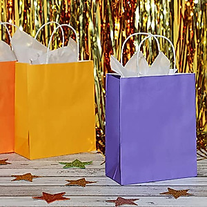 BLUE PANDA Paper Party Gift Bags with Handles (8 x 10 in, Medium Size, Purple, 25-Pack)