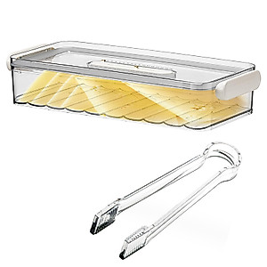 Bacon Container for Refrigerator, Airtight Thick Plastic Deli Meat Storage Containers for Fridge, Cheese Container for Fridge with Serving Tongs, Lunch Meat Container with Lids, Kitchen Food Storage