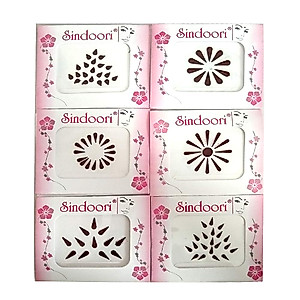 Sindoori Traditional Collection Assorted Design Maroon Colour Bindi for Womens, Girls - 12 Flaps