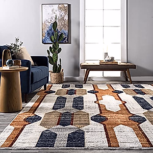 nuLOOM Marita Distressed Geometric Area Rug, 5' x 8', Beige