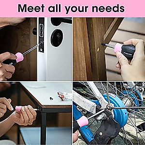 WORKPRO Magnetic Screwdrivers Set, 8-piece Pink Hand tools for Womens, Includes Philips, Flathead, Slotted, Stubby Screwdrivers with Organizer Rack - Pink Ribbon