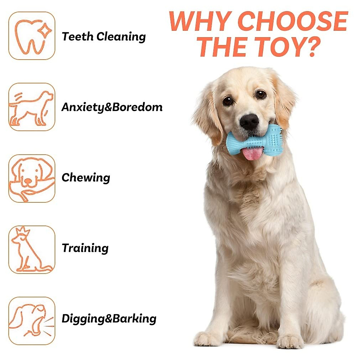 DONGKER Dog Chew Toys,Rubber Dog Toothbrush Stick Interactive Dog Dental Toys for Small Medium Large Dog Aggressive Chewers