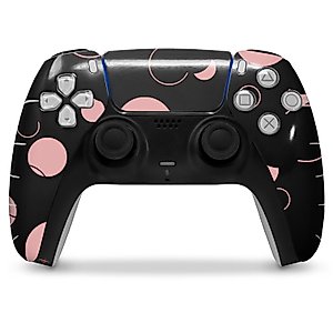 WraptorSkinz Skin Wrap compatible with Sony PS5 DualSense Controller Lots of Dots Pink on Black (CONTROLLER NOT INCLUDED)