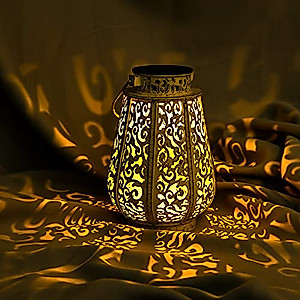 Kurala Solar Lantern Outdoor, 2 Pack Retro Metal Solar Lights Outdoor Waterproof with Handle, Warm White LED Solar Garden Lights for Fence Patio Pathway Yard