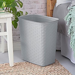 Sterilite 10386A06 Weave 5.8 Gallon Plastic Home Office Bedroom Bathroom Waste Bin Basket Trash Garbage Can, Cement Gray (18 Pack)