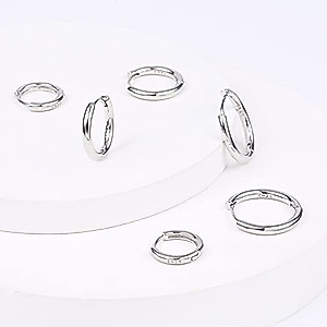 14K Gold Small Huggie Hoop Earrings for Women 925 Sterling Silver Hypoallergenic Cartilage Huggie Hoops Earrings for Men（3 Pairs）