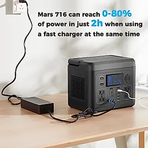 Green Power Portable Power Station 700W with 716Wh LiFePO4 Backup Battery/ 4 AC Outlet/ 2 Wireless Charging Outdoor Solar Generator Power Station For Emergencies/Homeuse/Camping RV（Grade A Cells）