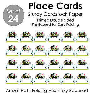 Big Dot of Happiness Through the Decades - 50s, 60s, 70s, 80s, and 90s Party Tent Buffet Card - Table Setting Name Place Cards - Set of 24