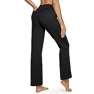 G4Free Fleece Lined Flare Yoga Pants for Women with Pockets Thermal Bootcut Dress Pants Winter Work Leggings (Black,L)