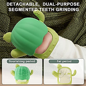 2 Packs Baby Teething Toys for Babies 0-6month,Silicone teether Toysfor Babies 3-12month, with Storage Case Easy to Carry and Keep Clean, Sore Gums Relief Infant teether (Pink + Green)