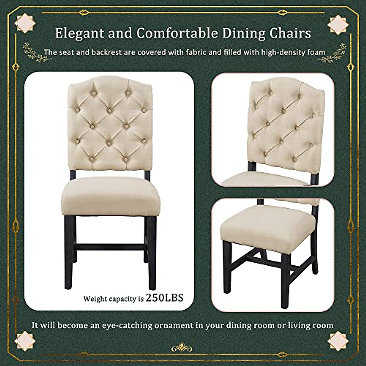WOZNLA 5-Piece Retro Style Extendable Round Dining Table Set - Includes 4 Upholstered Chairs for Stylish and Practical Dining