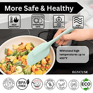 EGYCUSE Food Grade Silicone Spatula, Mixing High Heat Resistant Non Stick, Silicone Rubber Spatula Set for Baking, Cooking, Dishwasher Safe BPA-Free, with mini rubber oven gloves Set of 6 (Mix)