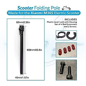 GLDYTIMES OEM Folding Pole Replacement for Xiaomi m365 Pro Electric Scooter Including Silicone Plug, Folding Slot Latch