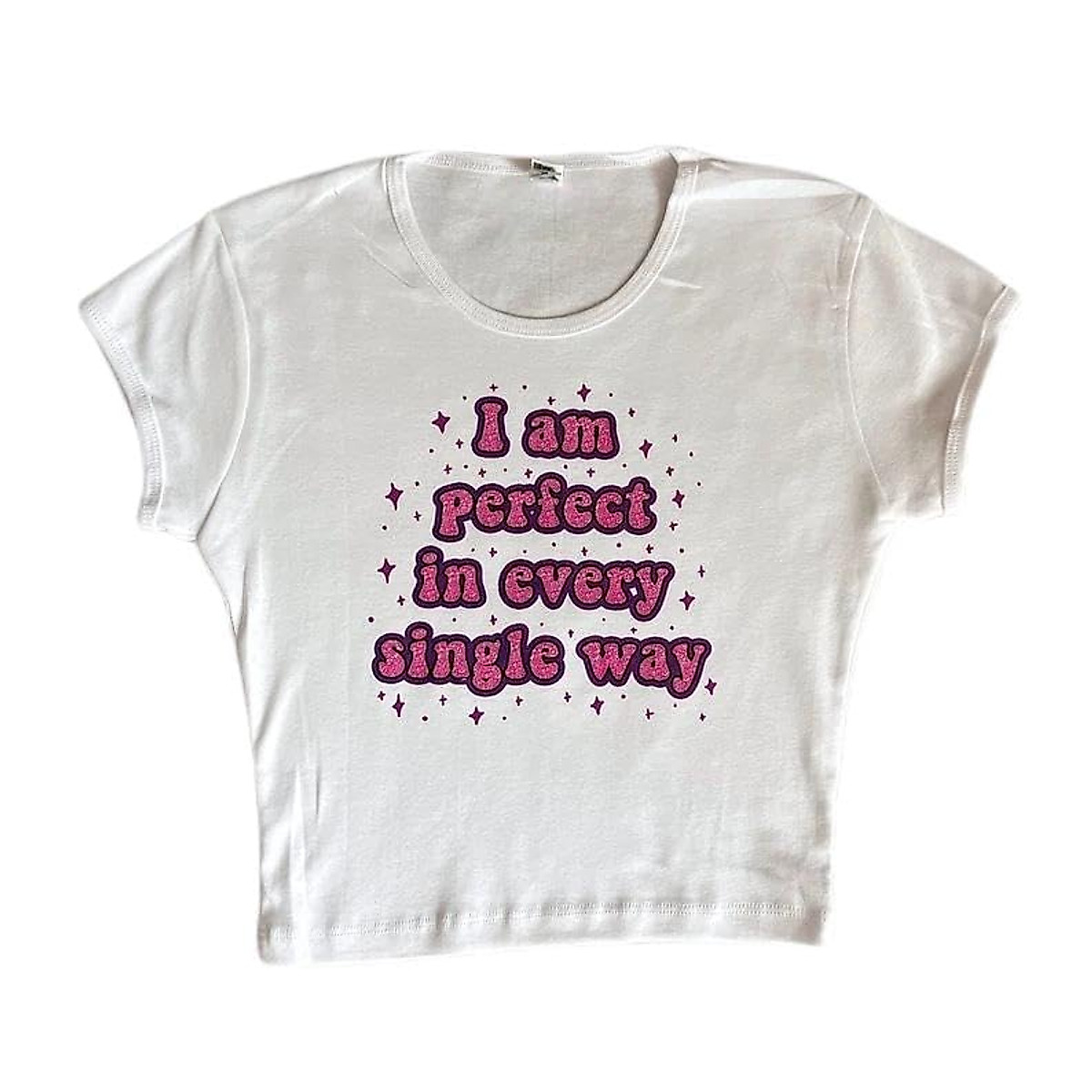 Baby Tees for Teen Girls Y2K Letter Print Crop Top Grunge Women T-Shirt Small