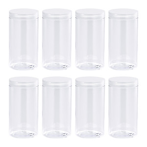 uxcell Round Plastic Jars with Transparent Screw Top Lid, 17oz/ 500ml Wide-mouth Clear Empty Containers for Storage, Organizing, 9Pcs