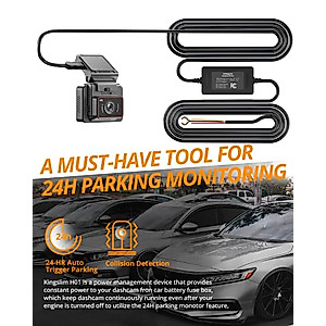 Kingslim Dash Cam Hardwire Kit - Mini USB Hard Wire Kit Fuse for D4 D5 D1 D2 PRO Dashcam, Compatible 12V-24V Vehicles Low Voltage Protection 10.5ft, Black (H01)
