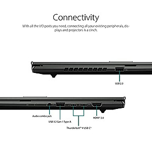 ASUS VivoBook S 16X Slim Laptop, 16" WUXGA (1920 x 1200) 16:10 Display, Intel Core i7-12700H CPU, 16GB RAM, 512GB SSD, Windows 11 Home, Midnight Black, S5602ZA-DB74