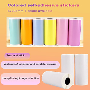 10 Rolls of 57x25 mm Colorful Adhesive Sticker Paper for Thermal Printers, Compatible with Mini Pocket Printers, Self-Adhesive Printable Labels for Students, Professionals, and DIY EnthusiastsAlike