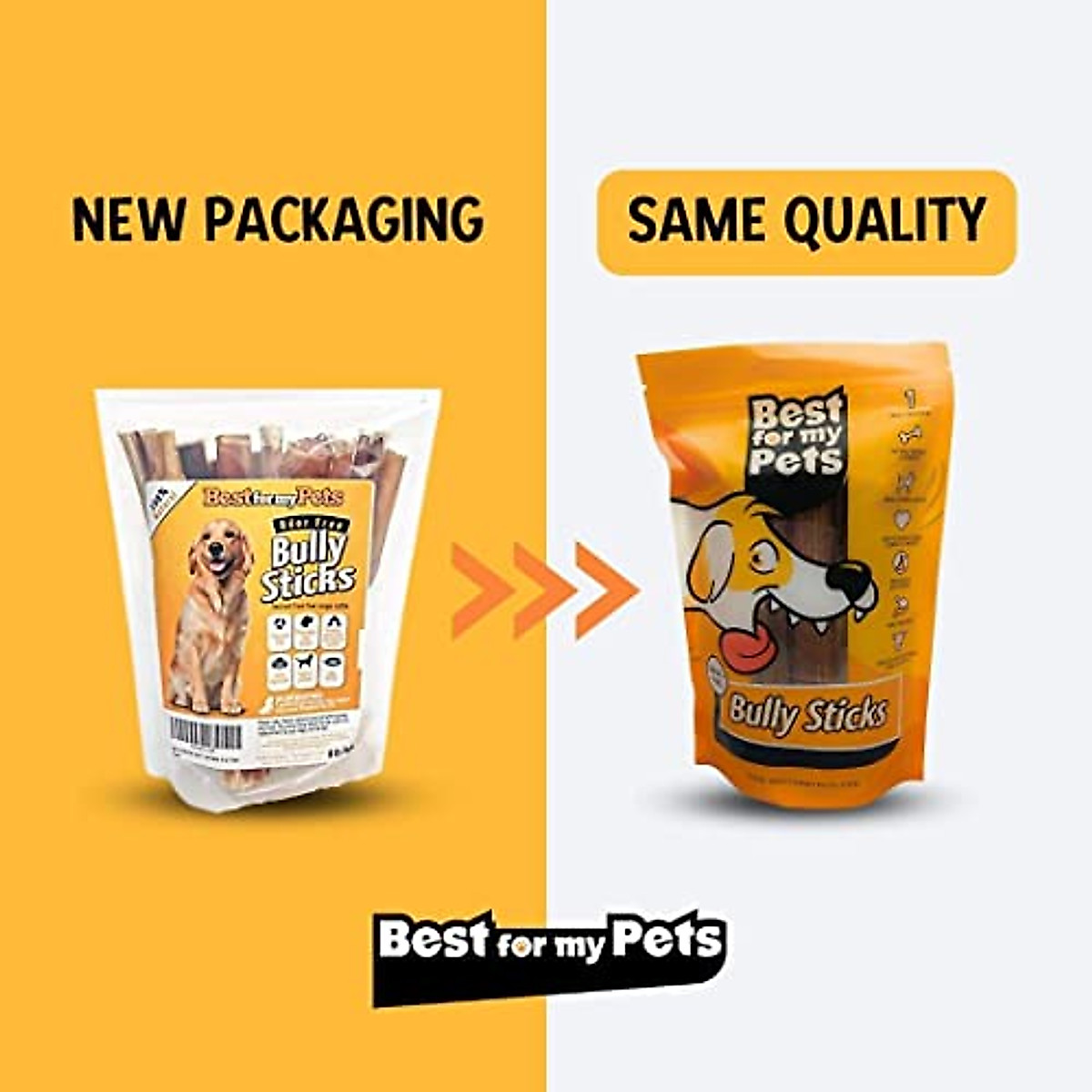 Best For My Pets Odor Free Bully Sticks, Long-Lasting Chews to Keep Puppies and Dogs Happily Busy, All-Natural Fully Digestible, 6-Inch Long, 8-Ounce Bag