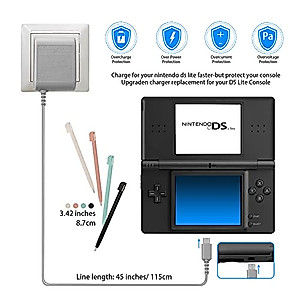 DS Lite Charger Kit,FIOTOK Ds Lite Stylus Pen Replacement for Nintendo DS Lite Systems,AC Adapter Charger Compatible with Nintendo DS Lite Power Adapter Fast Charging Portable Charger (100-240v)