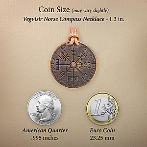 Shire Post Mint Vegvisir Norse Compass Necklace on Leather Cord