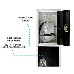 AdirOffice Large School Locker with 4 Doors 4 Hooks Storage Locker for Garage Storage - Office Storage Lockers (4 Door, Black)