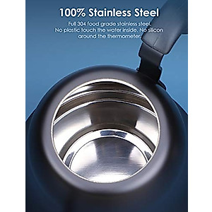 Chefbar Tea Kettle with Thermometer for Stove Top Gooseneck Kettle, Pour Over Coffee Kettle, Tea Pot Stovetop Teapot, Hot Water Heater Boiler for Camping, Home & Kitchen, Matte Black - 28oz