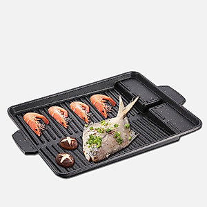 MAGICLULU 1pc Baking Pan Medical Stone Indoor Griddle Camping Stove Pan Nonstick Grill Plate Indoor Bbq Grill Stovetop Grill Pan Bbq Grill Accessories Gill Pan South Korea Portable Aluminum