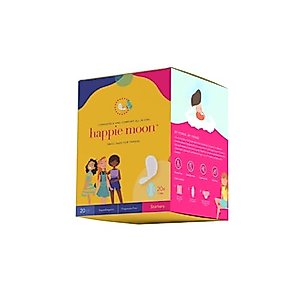 happie moon Tween Pads | Small 100% Cotton First Period Pads for Tweens and Teens | Ultra Thin Pads with Wings | Zero Chlorine, Bleach, Dyes and Fragrance | Teen Pads, 20 Count