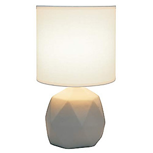 Simple Designs LT2060-WHT Geometric Concrete Table Lamp, White