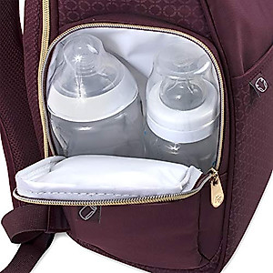 Fisher-Price Fastfinder Gemma Diaper Bag Backpack with Portable Changing Pad, Stroller Straps (Burgundy)