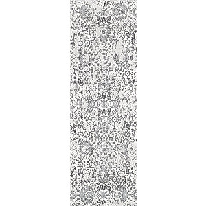 nuLOOM Floral Damask Rosemary Runner Rug, 2' 8" x 8', Grey