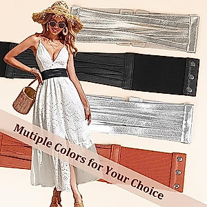 SUOSDEY Women Faux Leather Braided Waist Belt for Dress Elastic Stretch Belt for Ladies Wide Waist Belt for Women