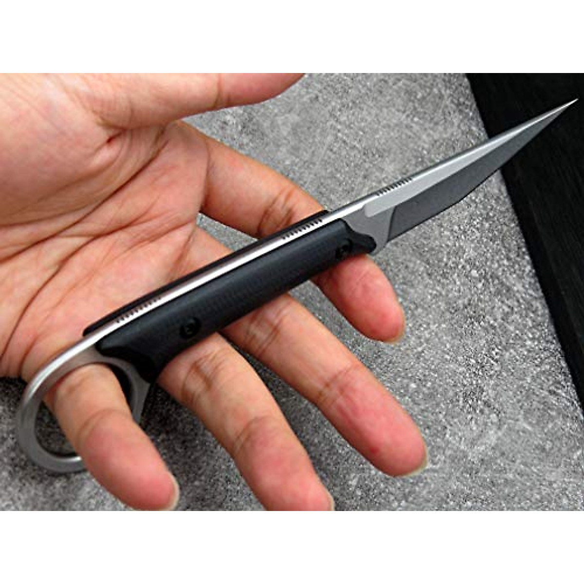 Ccanku C1140 Fixed Blade Knife,D2 Blade G10 Handle Claw Knife EDC Tool Knife,Utility Knife for Outdoor, Survival, Hiking, Camping(Silver)
