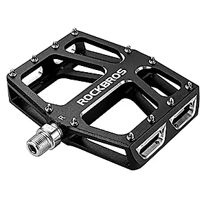 ROCKBROS Mountain Bike Pedals MTB Pedal Aluminum Bicycle Wide Platform Flat Pedals 9/16" Cycling Sealed Bearing Pedals for Road Mountain BMX MTB Bike