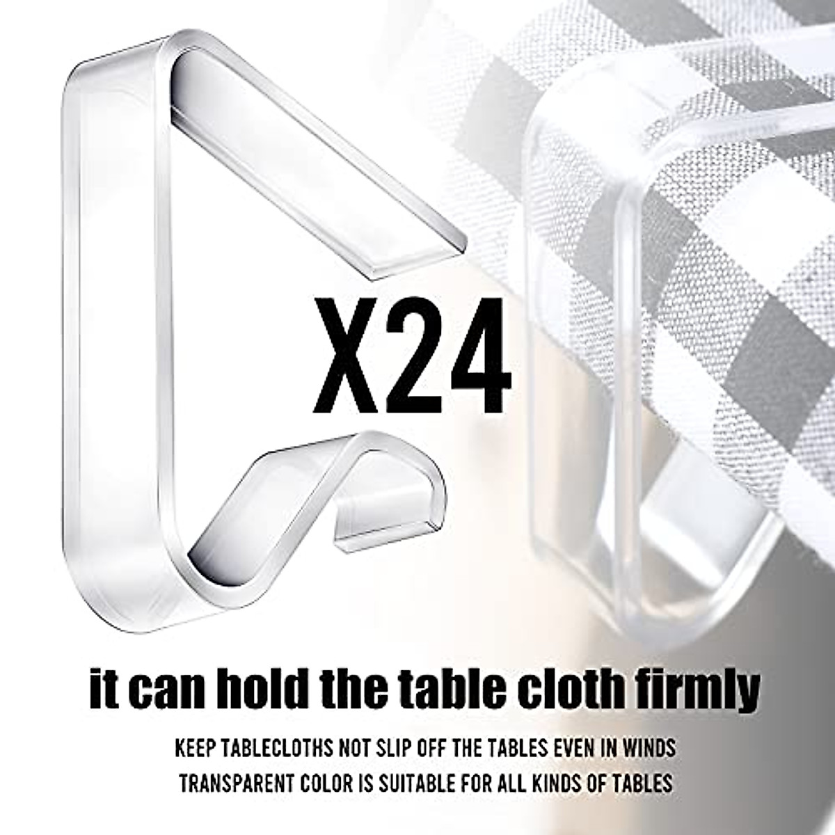Patelai Upgrade Transparent Clear Tablecloth Clips, Plastic Table Cloth Hold Down Clips Table Cloth Holder for Christmas Home Wedding Party Indoor Outdoor Picnic