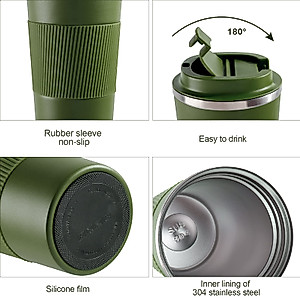 Travel Coffee Mug Spill Proof, Vacuum Insulated Coffee Mug 17oz Stainless Steel Travel Mug Double Wall Leak-Proof Reusable Coffee Tumbler for Keep Hot/Ice Coffee, Tea, and Beer