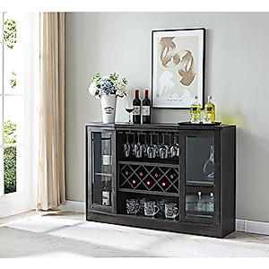 Home Source Jill Zarin Espresso Bar Cabinet with Curved Glass Doors