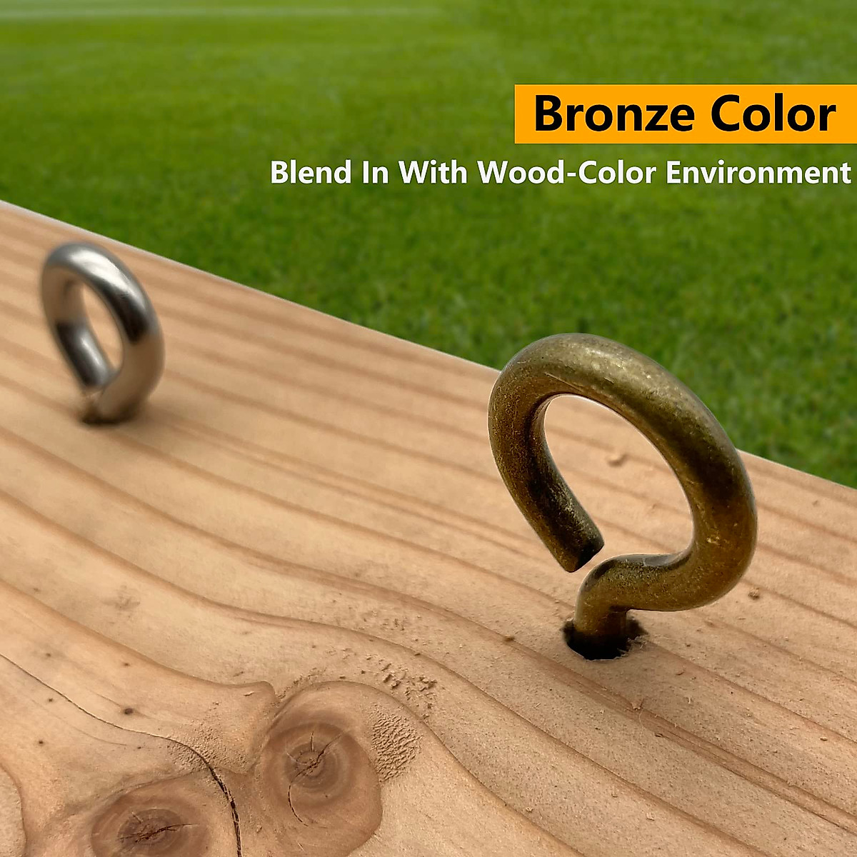 Allkeen 3.2 Inches Bronze Screw Eyes, 8 Pcs Stainless Steel Heavy Duty Screw in Eye Hooks for Indoor Outdoor Use, 200 Lbs Capacity