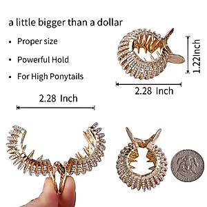 FRDTLUTHW Rhinestone Small Hair Claw Clips for High Ponytail, Shining Shark Hair Clips for Women Thick Long Hair (3 Colors, Pack of 3)