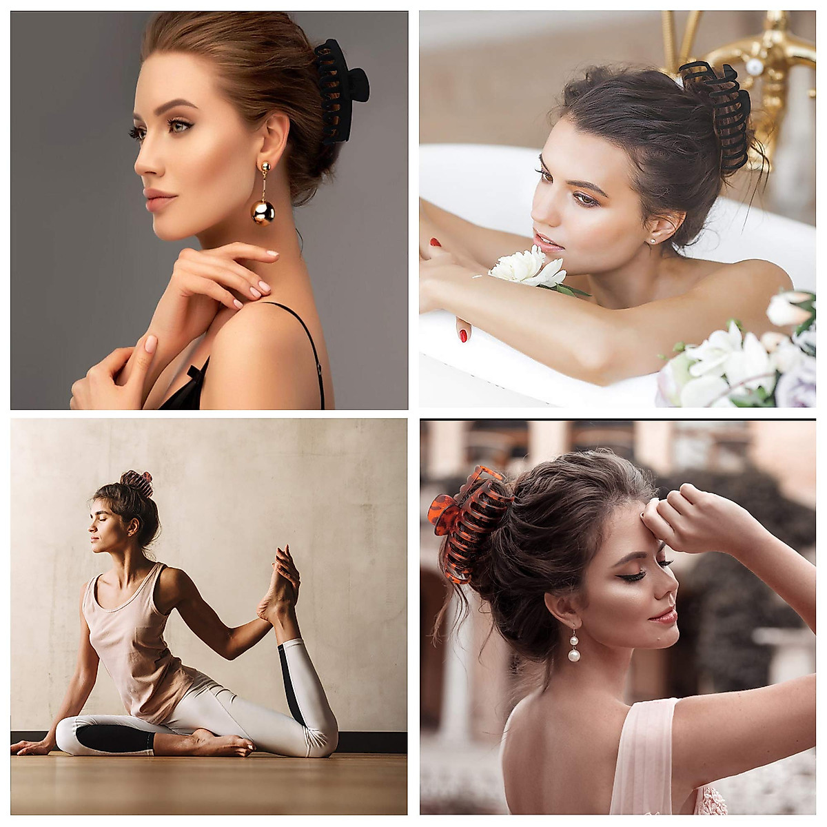 OWIIZI Large Hair Claw Clips for Women 4.3" Matte Leopard Jumbo Hair Clips Non-Slip Ponytail Barrette Strong Hold Claw Clips for Girls Long Thick Hair (4Packs)