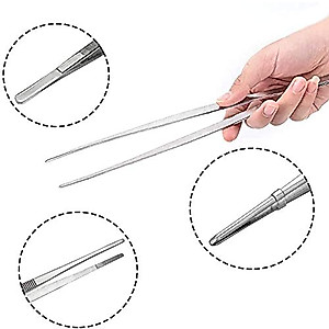 2 PCS 12 Inch Tweezer Tongs,Stainless Steel Tweezers Tongs,Kitchen Cooking Tweezer Tongs with Precision Serrated Tips for Baking Decorating Beauty & Sea Food