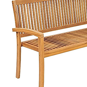 Tidyard 3 Seater Garden Bench Teak Wood Patio Porch Chair Wooden Outdoor Bench for Backyard, Balcony, Park, Lawn Furniture 62.6 x 22.6 x 35.4 Inches (W x D x H)