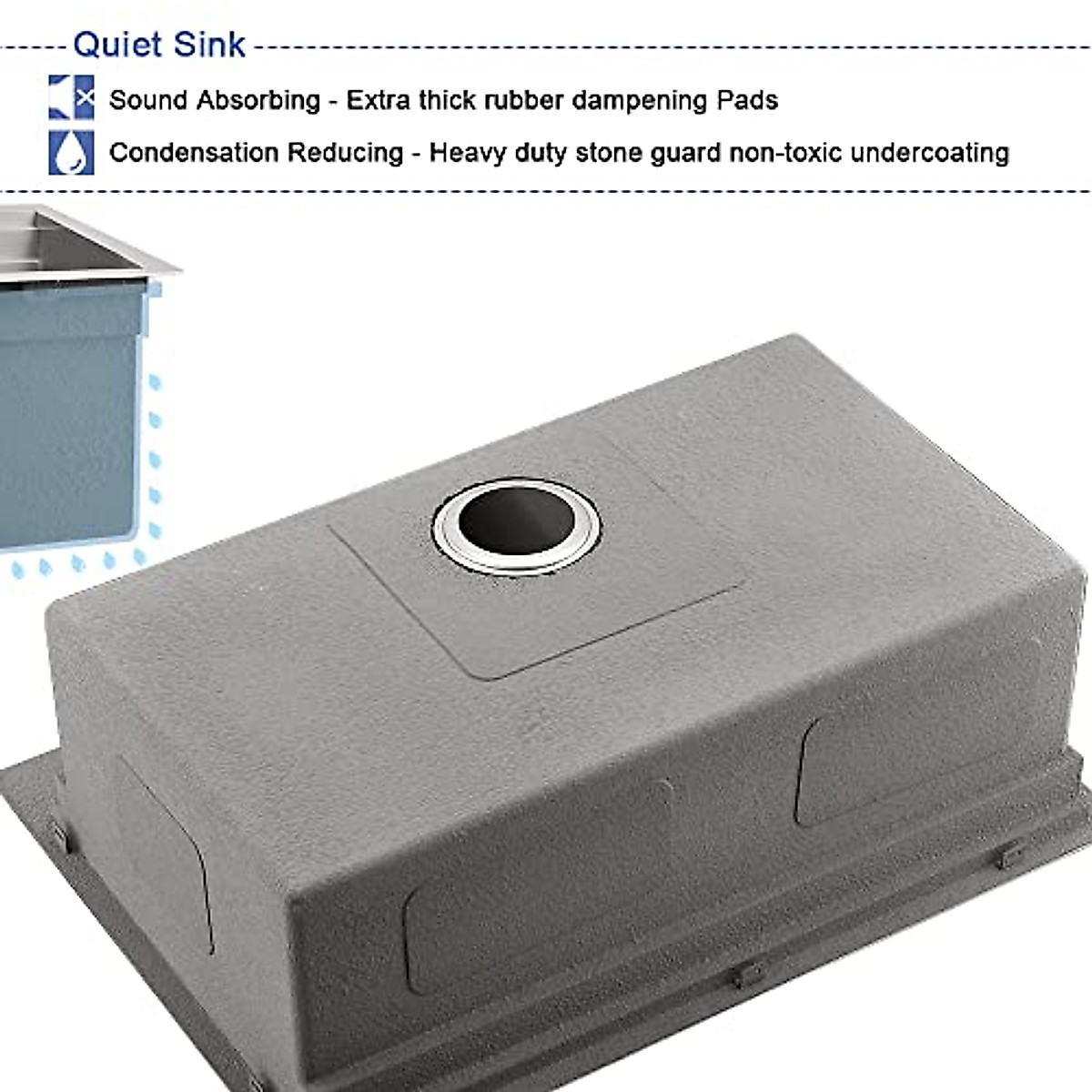 33 Inch Drop In Kitchen Sink Workstation-Hovheir 33x22 Stainless Steel Topmount Double Ledges Workstation Sink 16 Gauge Deep Single Bowl Overmount