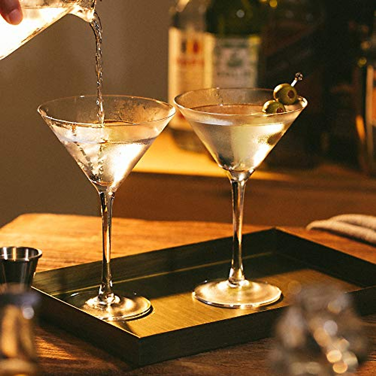 ELIXIR GLASSWARE Martini Glasses Set of 4 - Hand Blown Crystal Martini Glasses with Stem - Elegant Cocktail Glasses for Bar, Martini, Cosmopolitan, Manhattan, Gimlet, Pisco Sour 9oz, Clear…