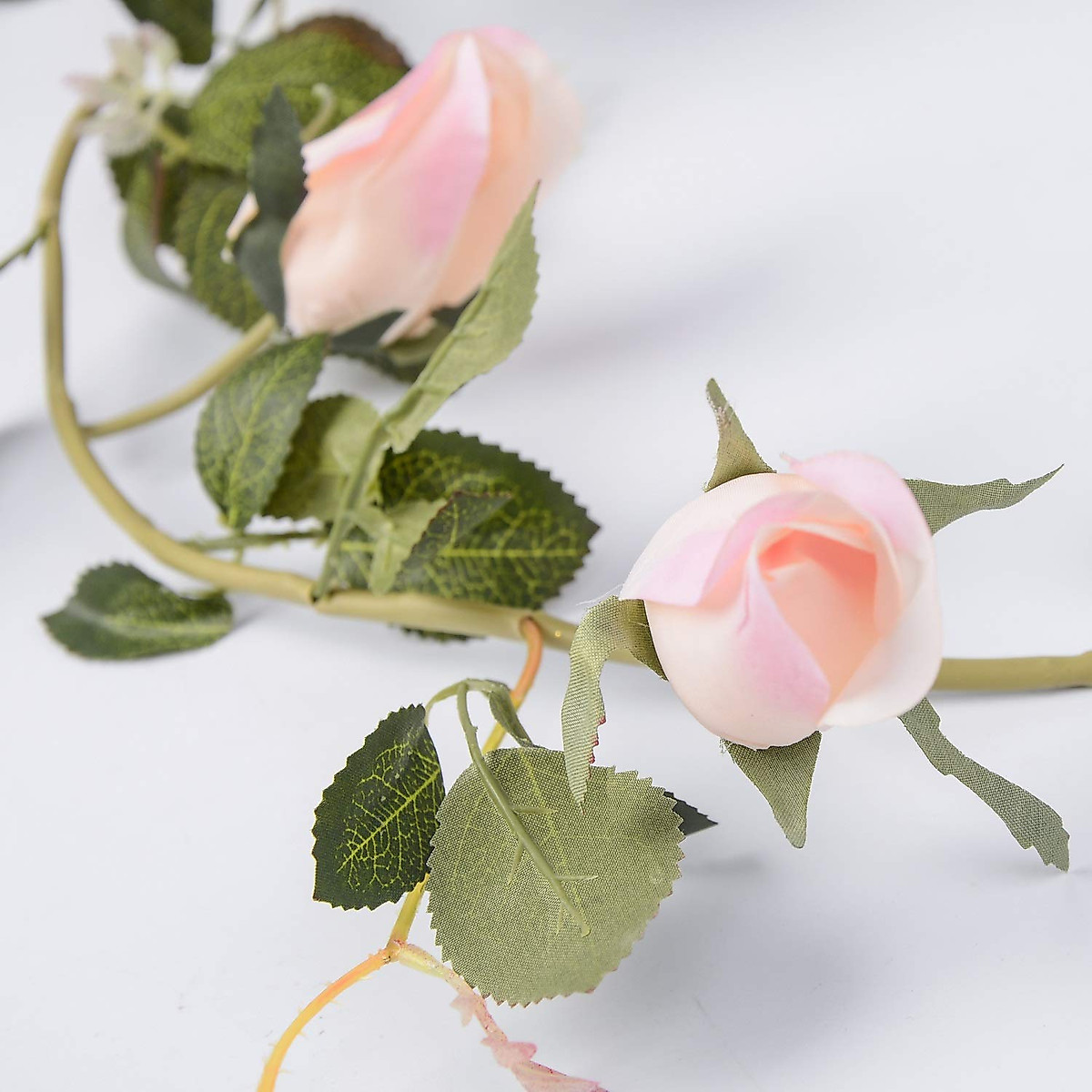 LUSHIDI 5.9Ft Artificial Rose Vine Silk Flower Garland Hanging Vines Home Outdoor Wedding Arch Garden Wall Decor，Pack of 1 (Pink)