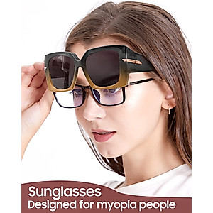 LVIOE Fit Over Sunglasses for Women Oversized Frame & Big Temple & Full UV400 Protection Polarized Lens Fashion Design LS7519